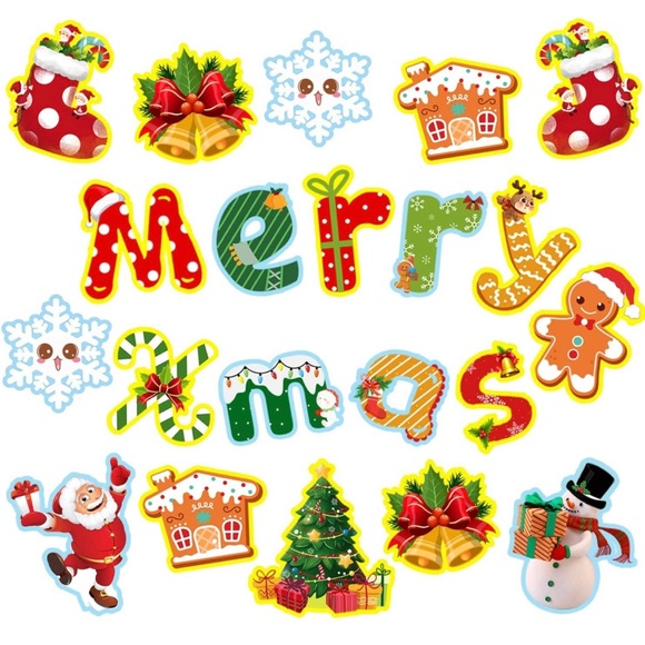 Holiday | 49pcs Christmas Bulletin Board Decorations Christmas Cutouts ...